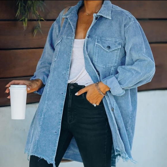 Other | New Frayed Shorter Oversized Distressed Corduroy Shacket | Poshmark